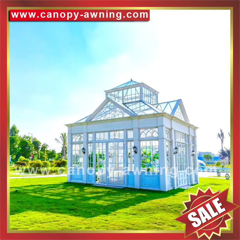 prefab outdoor solar villa garden gazebo glass aluminium aluminum ...