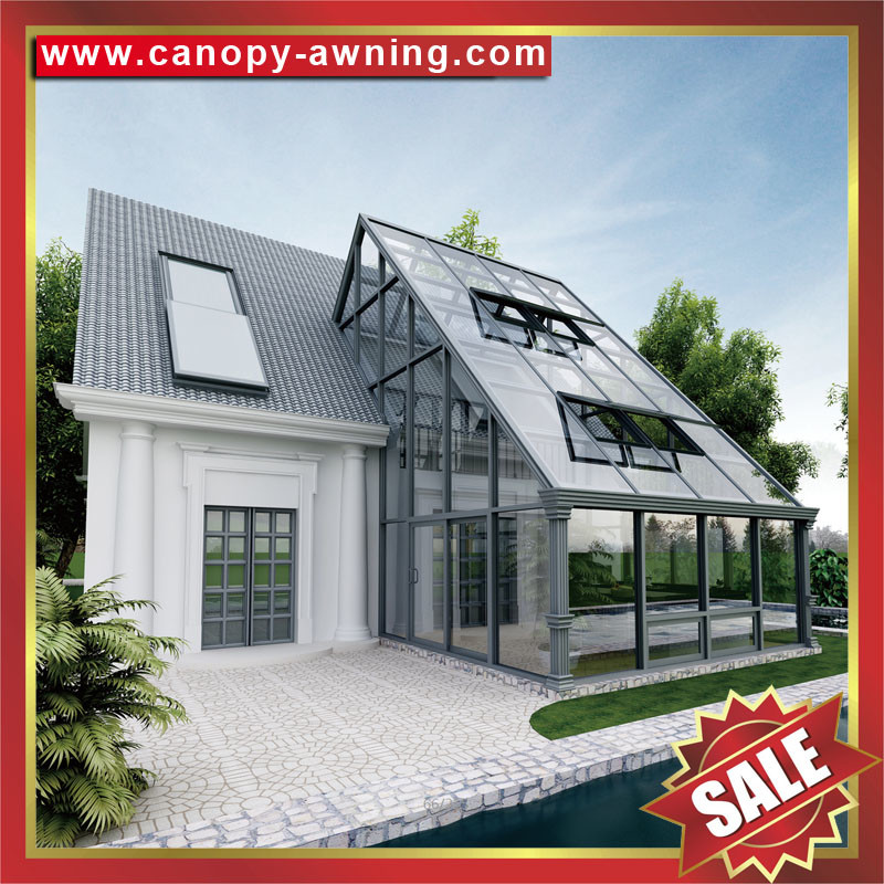 prefab solar villa garden gazebo glass metal aluminium aluminum sunroom ...